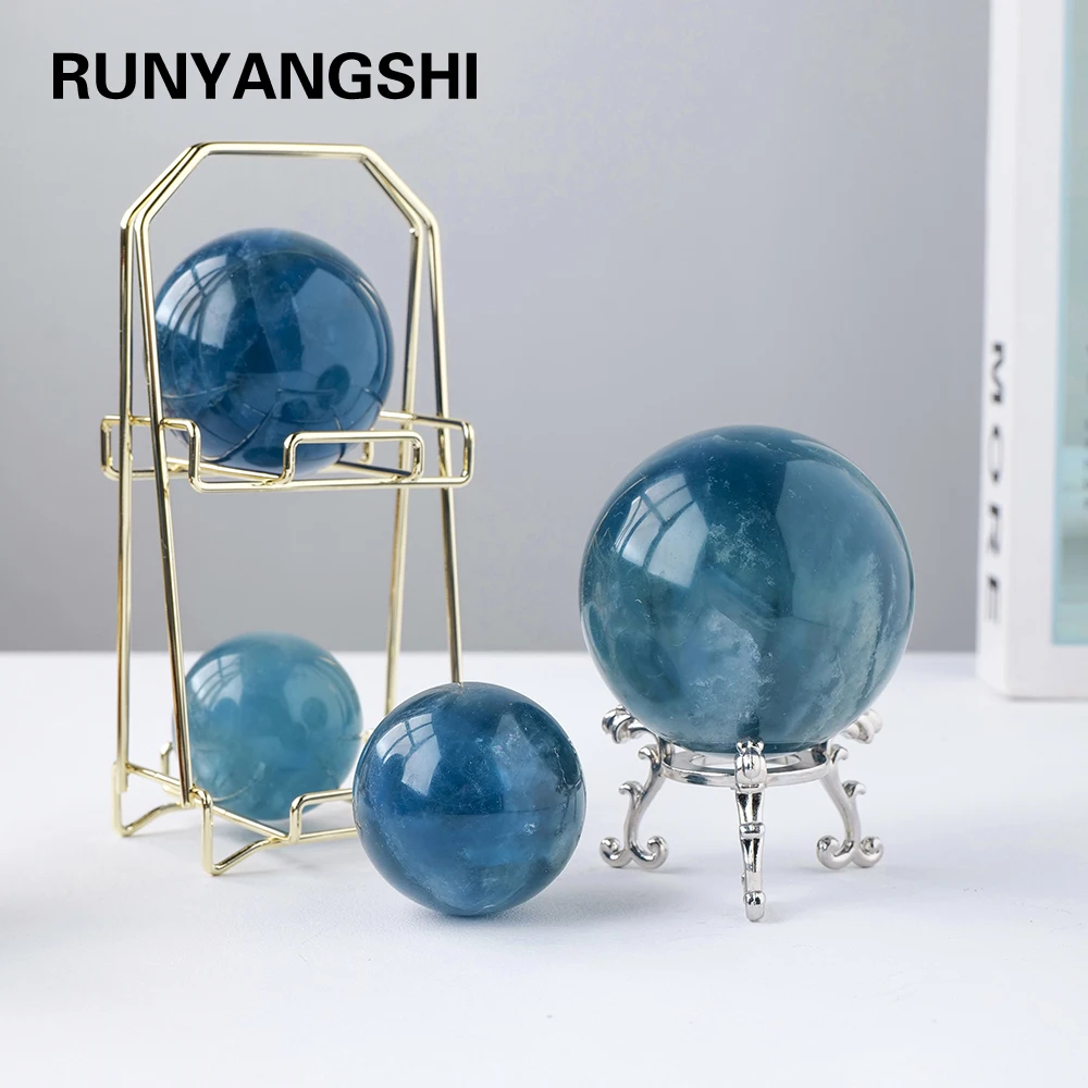 Natural-Ball-Blue-Fluorite-Healing-Crystal-Sphere-Witchcraft-Aquarium ...