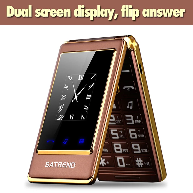 UNIWA A15 Dual Screen GSM Feature Phone Big Push-Button Flip Phone Dual Sim Dual Standby ...
