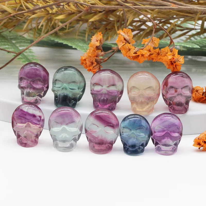 Natural-Rainbow-Fluorite-20mm-Crystal-Skulls-Purple-Fluorite-Figure ...