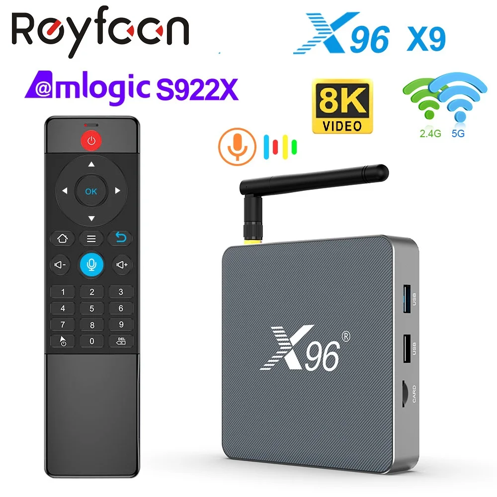 X96 X9 Amlogic S922X TV Box 4GB RAM 32GB ROM สนับสนุน8K USB3.0 Dual Wifi 1000M LAN Google Voice ...