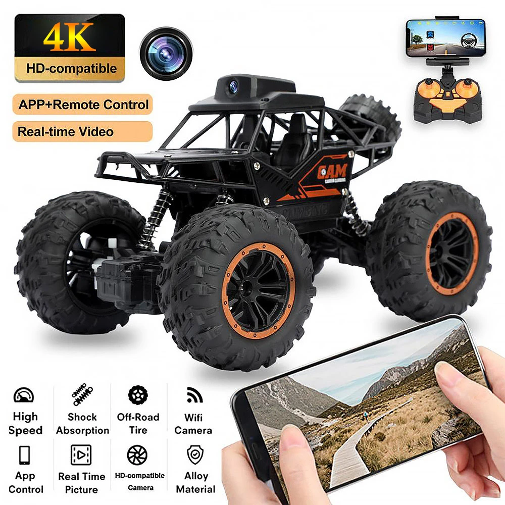 1:18 Radio Controlled Car APP Remote Control Car Wifi Camera HD RC 4WD ...
