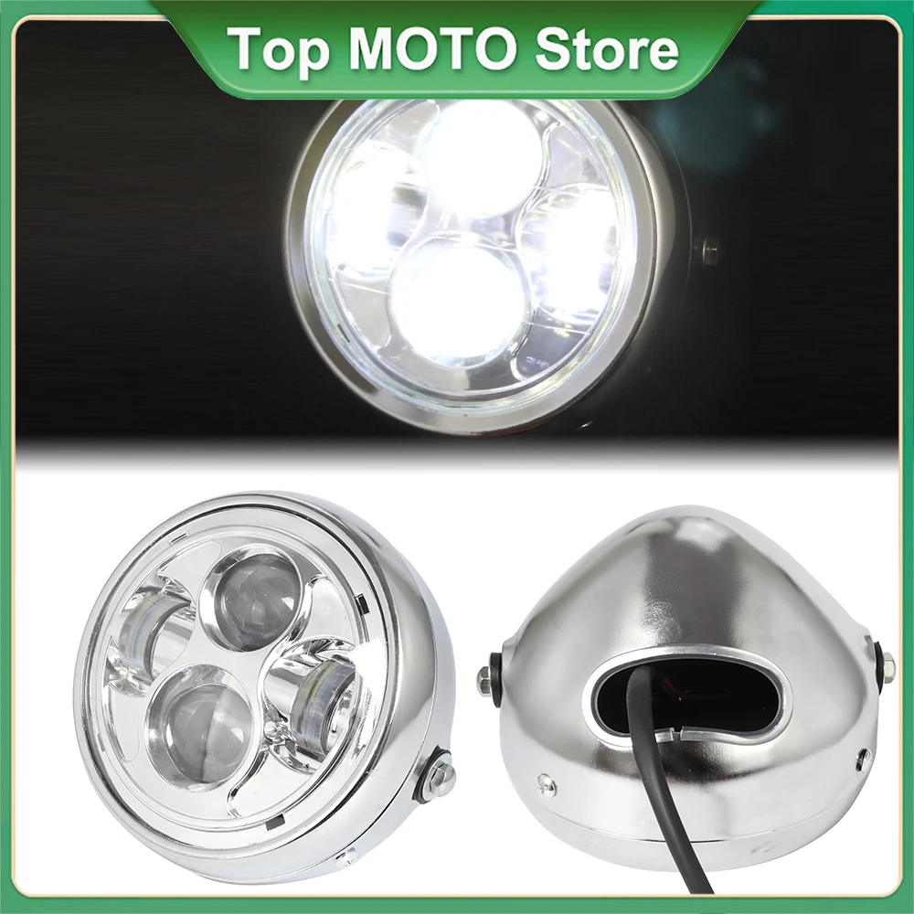 Motorcycle High/low Beam Head Light 6.5" Metal Led Headlight For Harley ...