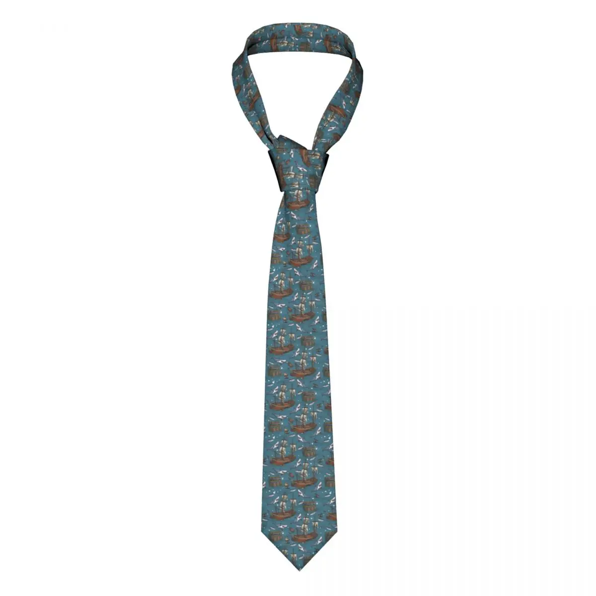 Mens-Tie-Classic-Skinny-Shark-And-Ships-Neckties-Narrow-Collar-Slim ...