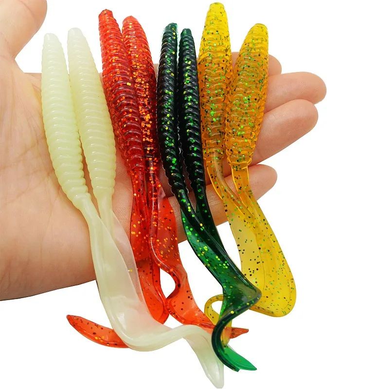 5pcs-Lot-Long-Tail-Coiled-Tail-Thread-13cm-6g-Maggot-Single-Tail-Soft ...