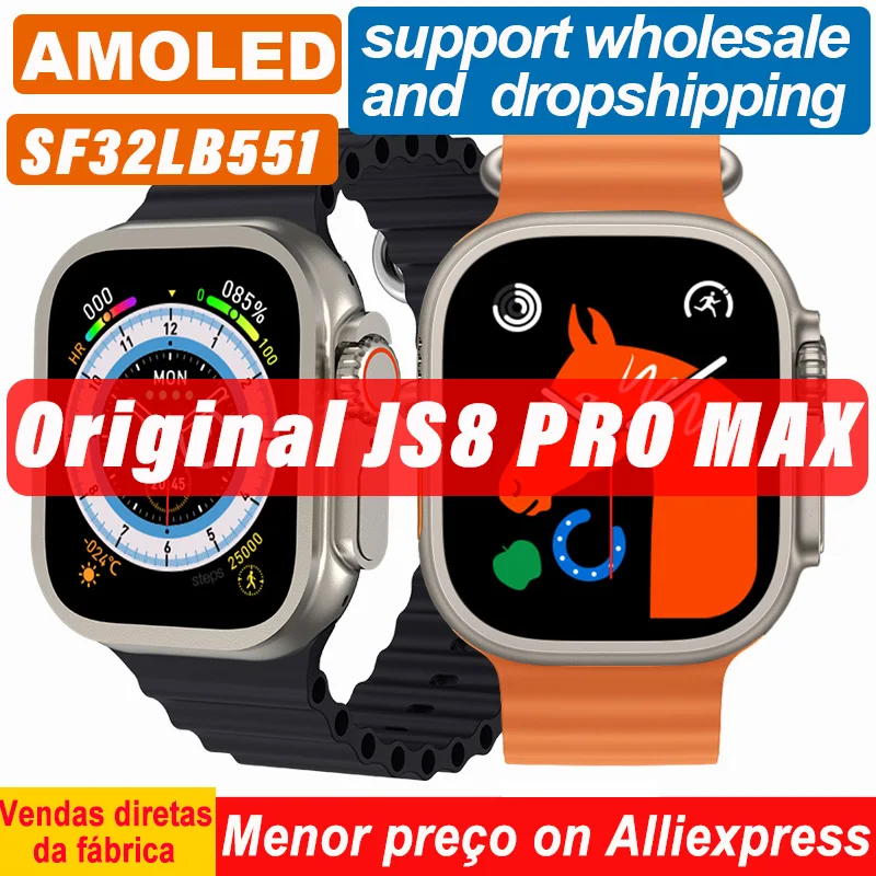 AMOLED JS8 PRO MAX Series 8สมาร์ทวอท์ชผู้ชาย2.1 IPS 480*520 SF32LB551ชิป Voice Assistant 49มม. ...