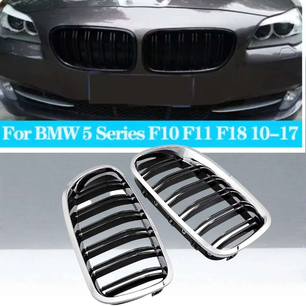 Car Chrome+Glossy Black Dual Slats Front Kidney Grille Grill For-BMW ...