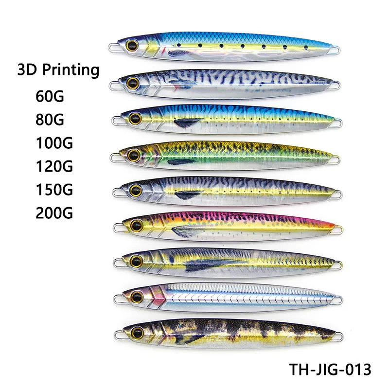 3D 60g 80g 100g print knife jig jigging lure with assist hook slow jig sea bass mackerel tuna ...