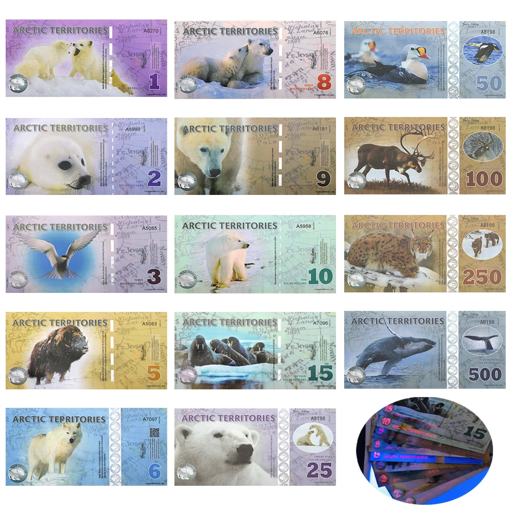 Arctic-Territories-Banknote-14pcs-set-Polar-Bear-Whale-Lynx-Animal ...