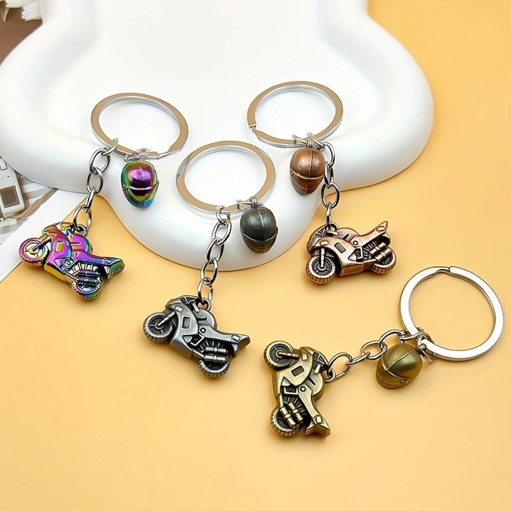 Metal Racing Motorcycle Pendant Keychain With Cool Helmet Charms ...