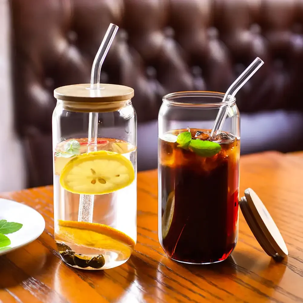 350ml-550ml-Glass-Cup-With-Lid-and-Straw-Transparent-Bubble-Tea-Cup ...