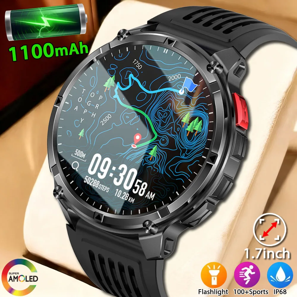 2025 New For HUAWEI Xiaomi 1100mah AMOLED Smart Watch Men NFC Sports ...