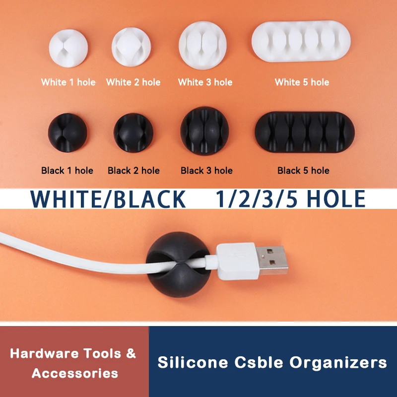 1-150Pcs-Silicone-Cable-Organizer-Cable-Management-Winder-Desktop-Tidy ...