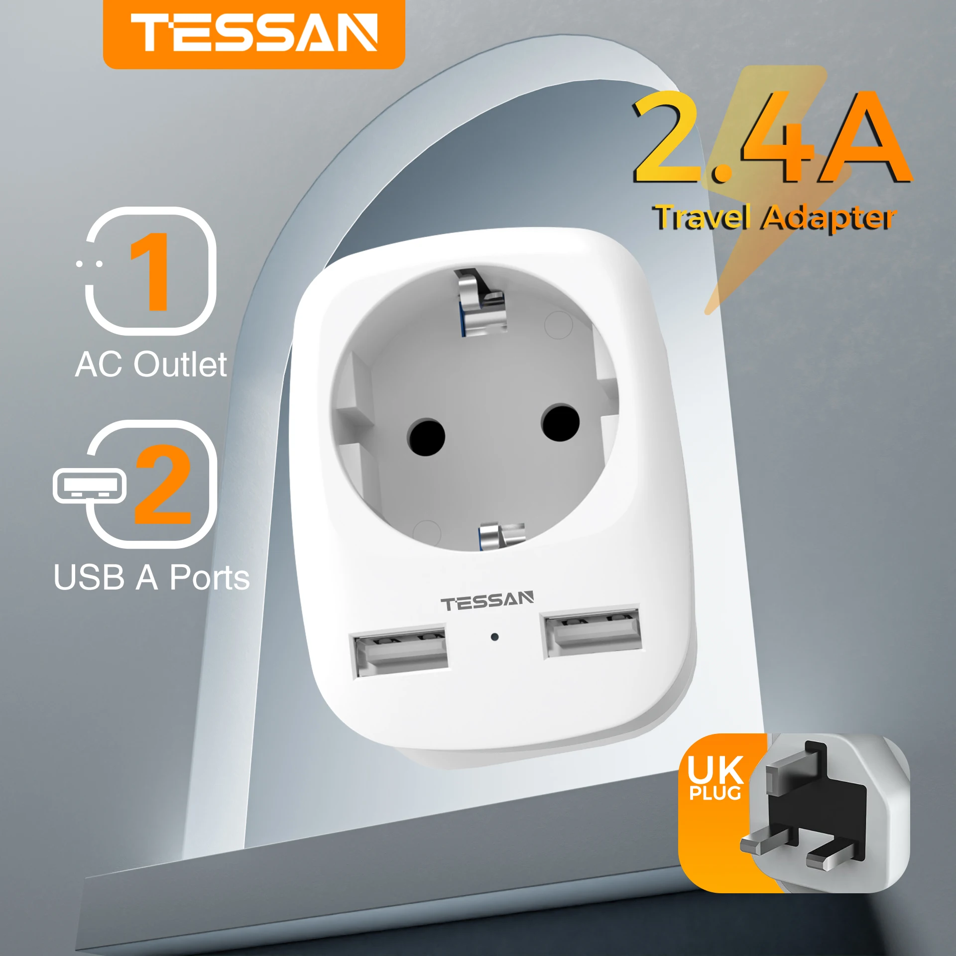 TESSAN-EU-Euro-European-to-UK-Travel-Adapter-Portable-Wall-Socket-with ...