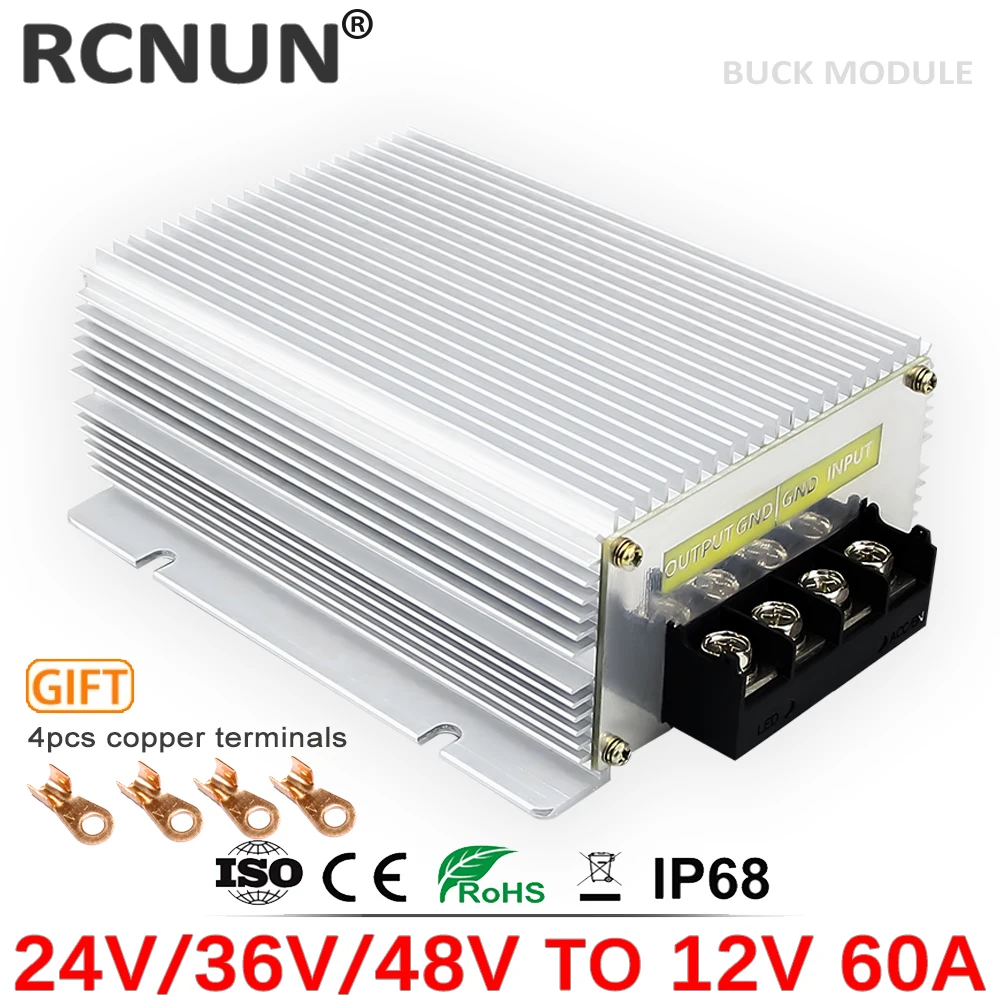 RCNUN 24V 36V 48V to 12V 50A 60A Step Down DC-DC Converter 48V-13.8V Voltage Regulator Buck Golf ...