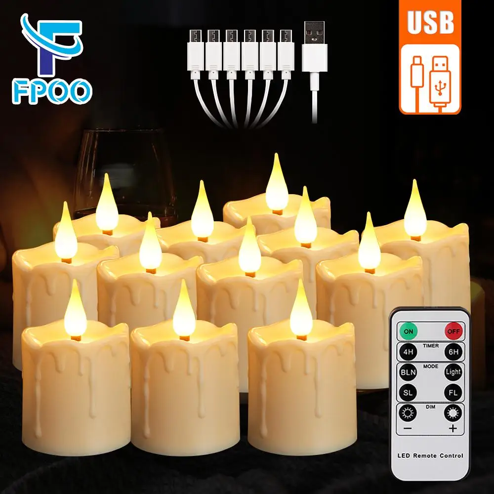 FPOO-Led-Candle-With-USB-Rechargeable-Candles-Remote-For-Party-Home ...