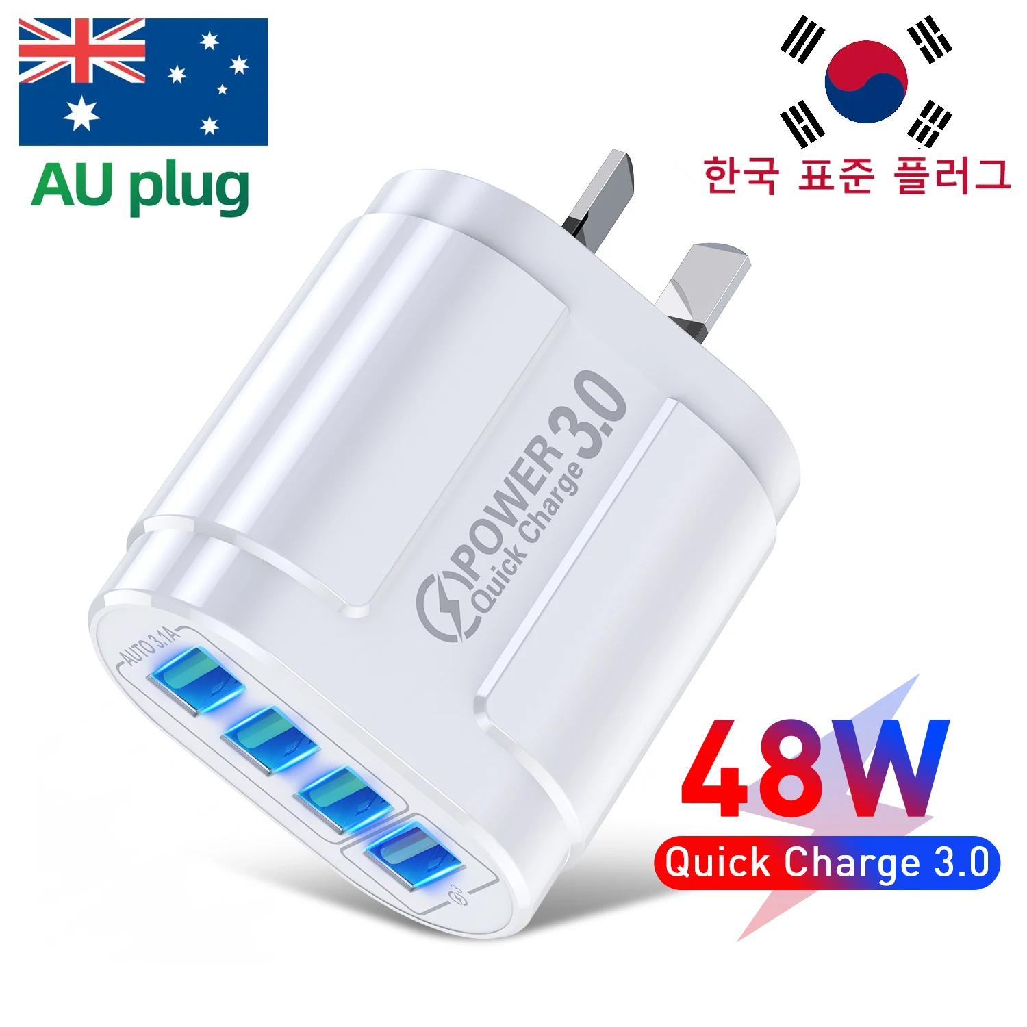 AU-KR-48W-4-ports-Charger-Australian-Korean-Plug-USB-Type-C-Fast ...