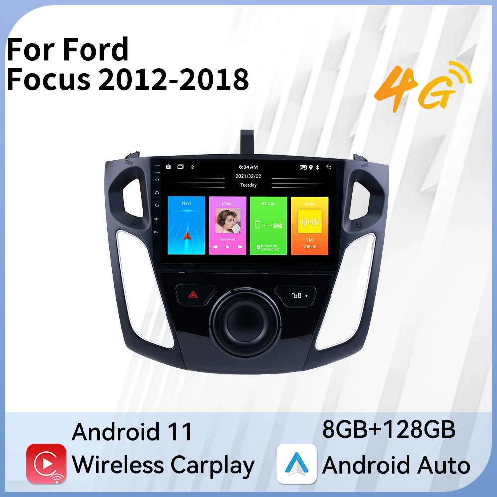 2 Din Android Car Radio For Ford Focus 2012-2018 Car Stereo Wifi Gps ...