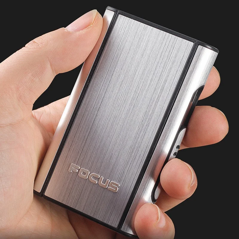 FOCUS-Cigarette-Case-Aluminum-Brushed-Metal-Pocket-Holder-8pcs ...