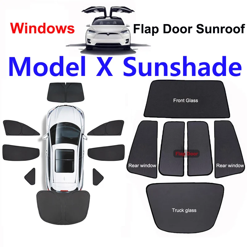 For Tesla Model X Front Rear Side Window Sunshade Glass Roof Sun Shade ...