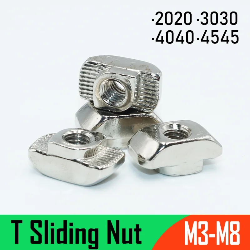 T-nut M3 M4 M5 M6 M8 Fasten Slot Nuts Connector Nickel plated for 20 30 ...