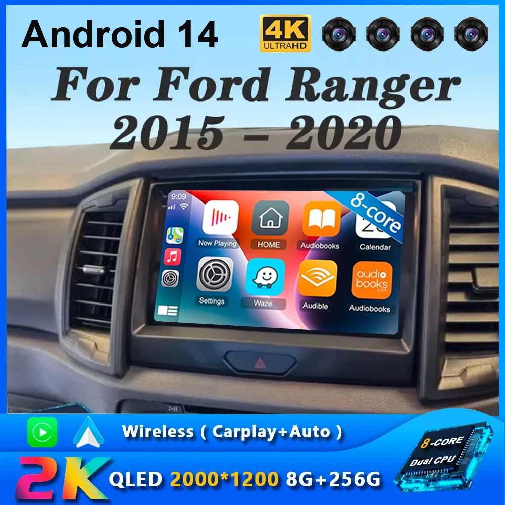 Android-14-Car-Radio-Stereo-QLED-Screen-For-Ford-Ranger-2015-2016-2017 ...