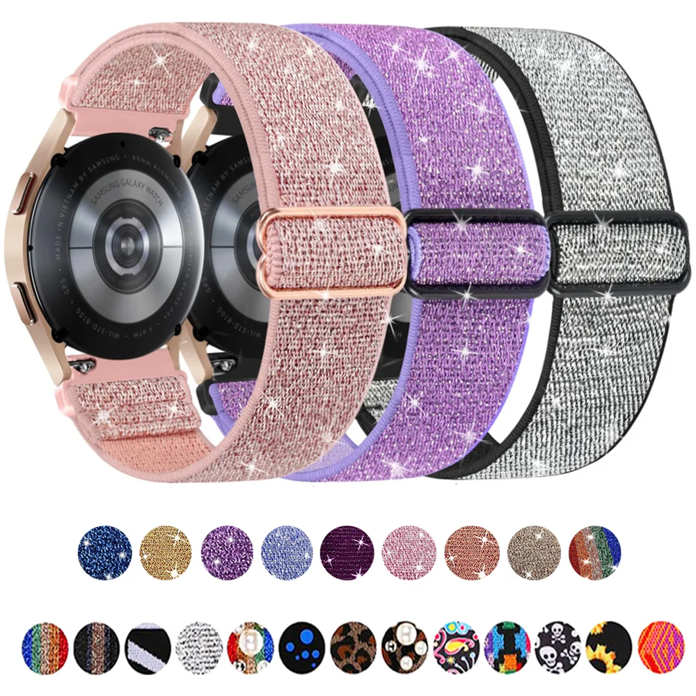 Elastic-Shiny-strap-For-Samsung-Galaxy-Watch-6-5-pro-3-4-classic-Active ...