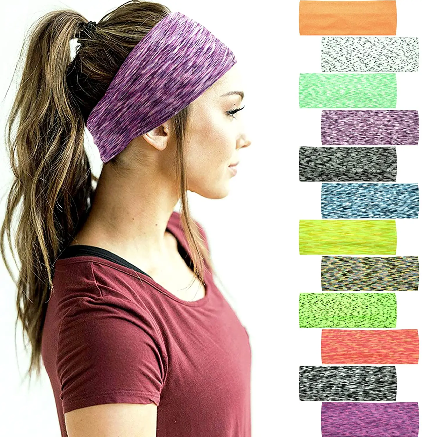 12 Pcs Headbands Athletic Sweatbands Sports Headbands for Girls and ...