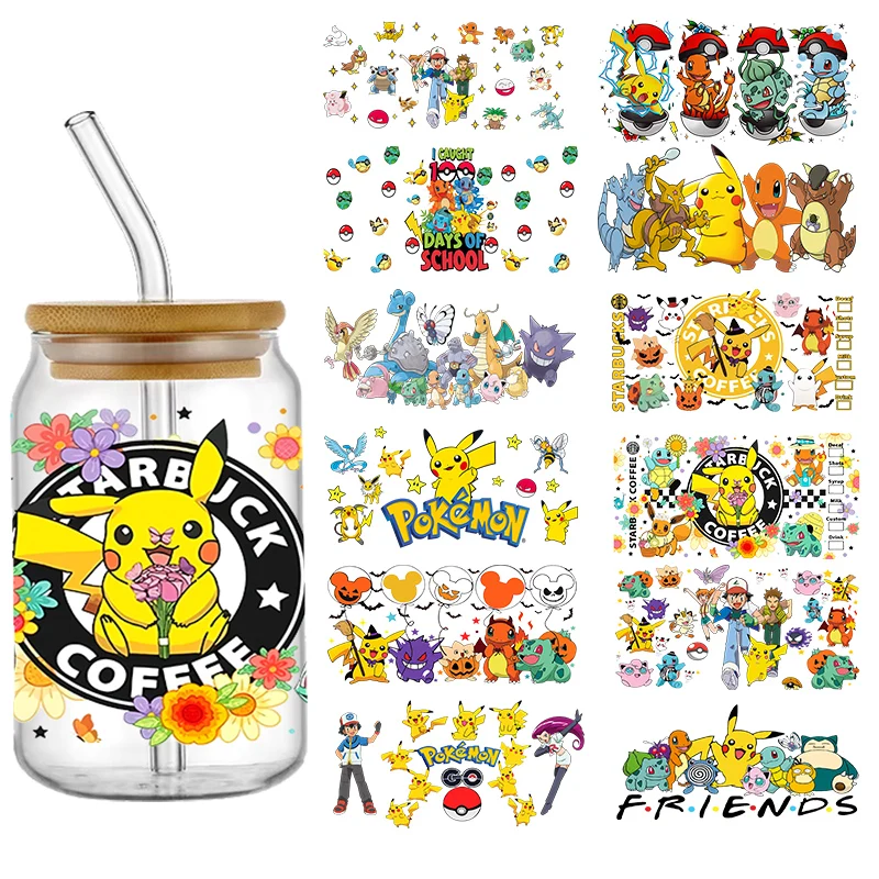 Cute-Cartoon-Pokemon-Pikachu-UV-DTF-Transfer-Glass-Sticker-Waterproof ...