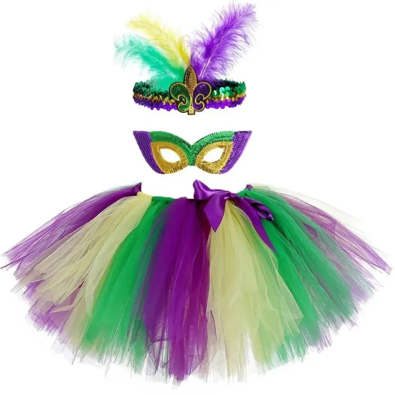 Mardi Gras Tutu Skirt for Girls Ballet Tutus Outfit Halloween Carnival ...