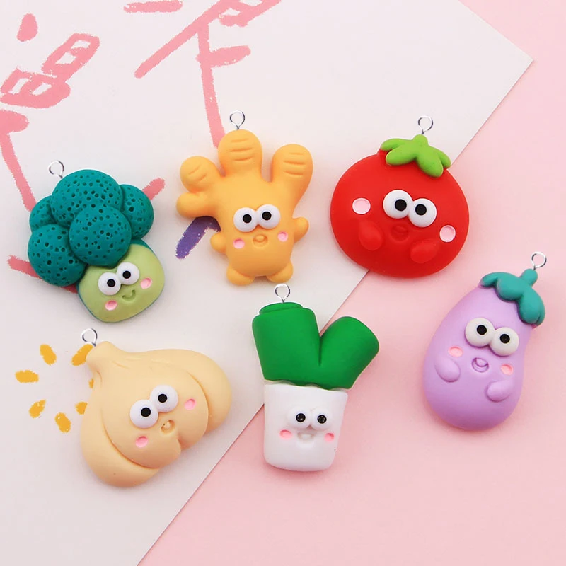 10pcs-New-Lovely-Vegetable-Tomatoe-Garlic-Eggplant-Onions-Resin-Charms ...
