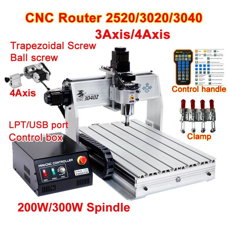 Mini-CNC-Router-2520T-3040Z-3040T-Engraver-Milling-Machine-3-4Axis-Wood ...