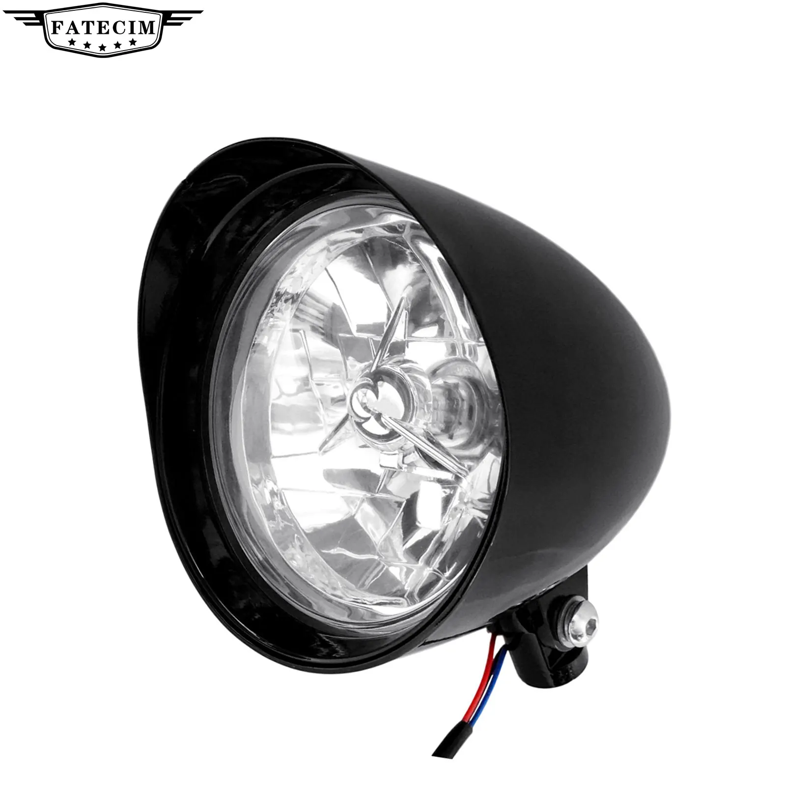 Black Bullet Tri Bar 5.75" Motorcycle Headlight For Harley Sportster ...