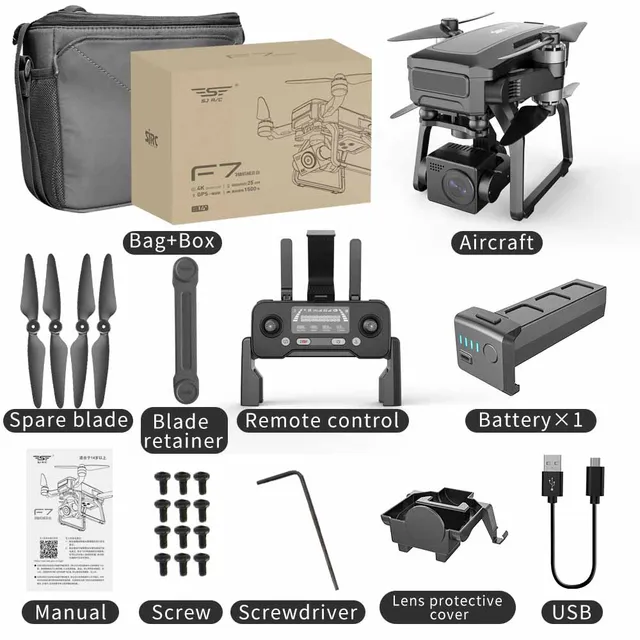 SJRC F7 4K PRO 5G WIFI 3KM FPV GPS with 4K HD Camera 3-Axis Mechanical ...