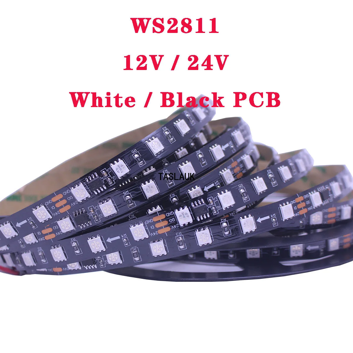 5M-60LEDs-M-DC12V-24V-WS2811-5050-RGB-White-Color-White-Black-PCB-led ...