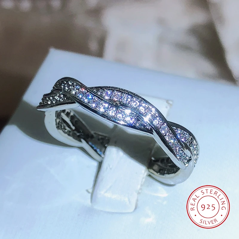 Creative twisted intertwined zirconia ring for women 925 stamps fashion ...