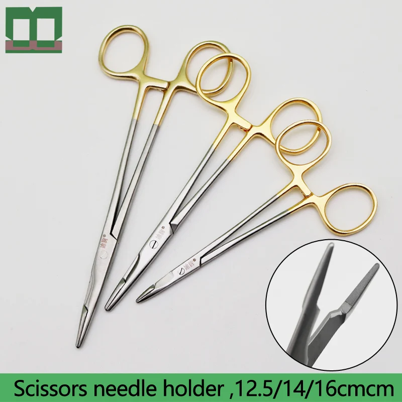 Scissors-needle-holder-stainless-steel-12-5-14-16cm-aureate-handle ...