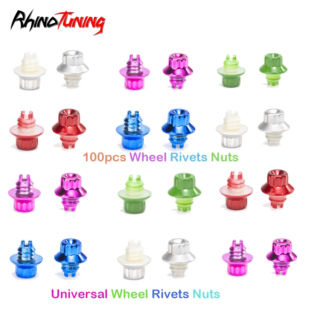 100pcs 13mm Universal Car Wheel Rivets Nuts For Rim Lip Screw Bolt ...