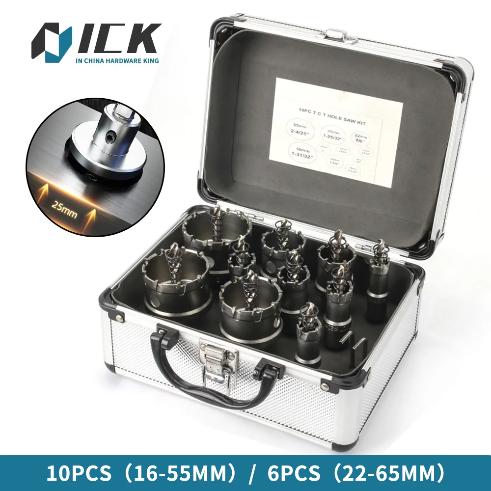 Free shipping 6/10pcs 16 65mm TCT Hole Saw Set Carbide Tipped Metal ...