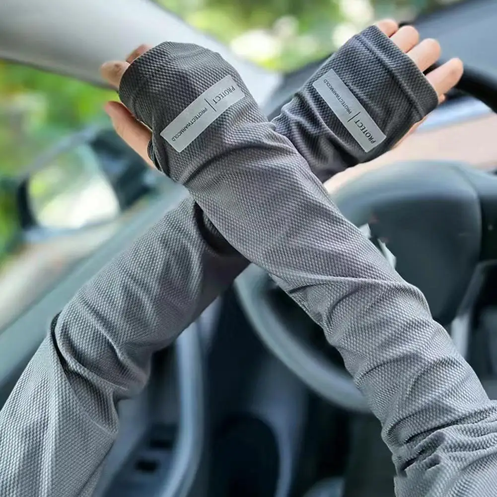 Unisex-Ice-Arm-Sleeves-Sunscreen-Headscarf-Elastic-Driving-Gloves ...