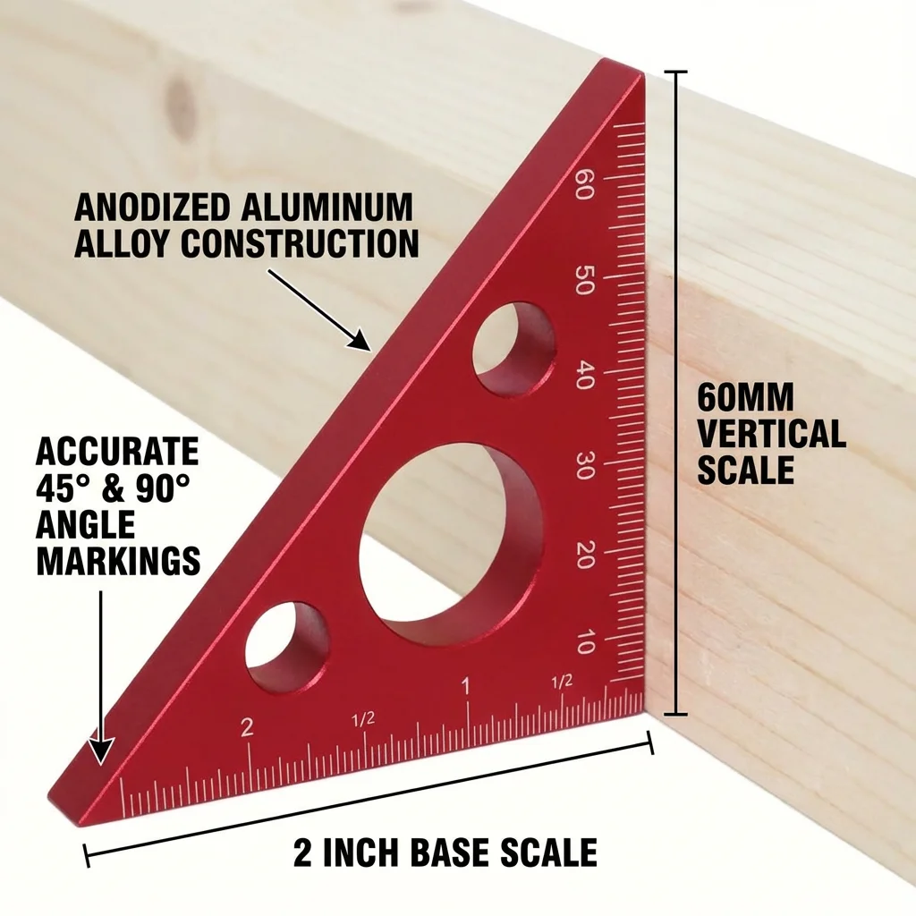 Right Angle Ruler,Aluminum Triangle Ruler w/ Both Imperial and Metric ...