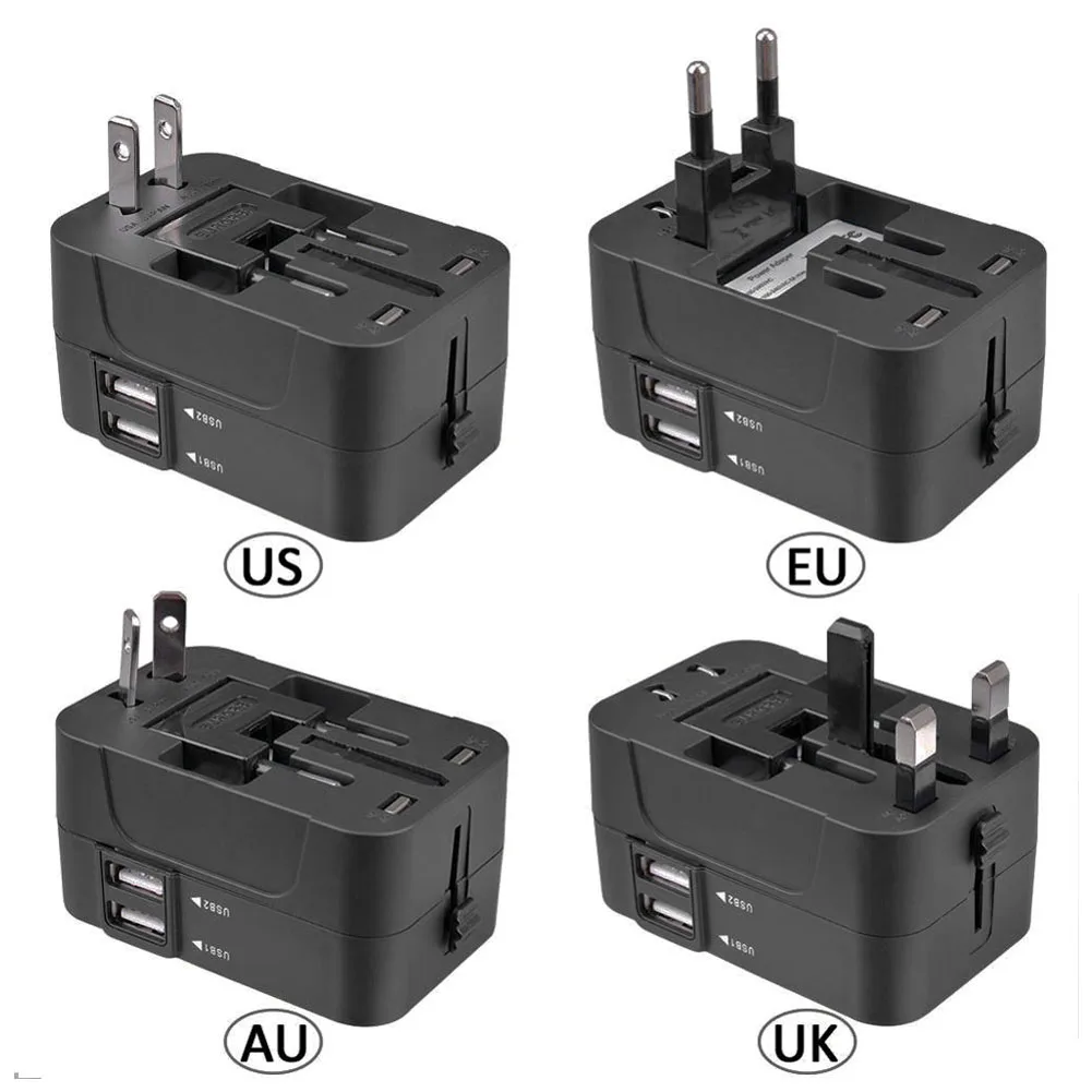 World Wide Universal Travel Adapter US/EU/UK/AU Multi Plug Charger With ...