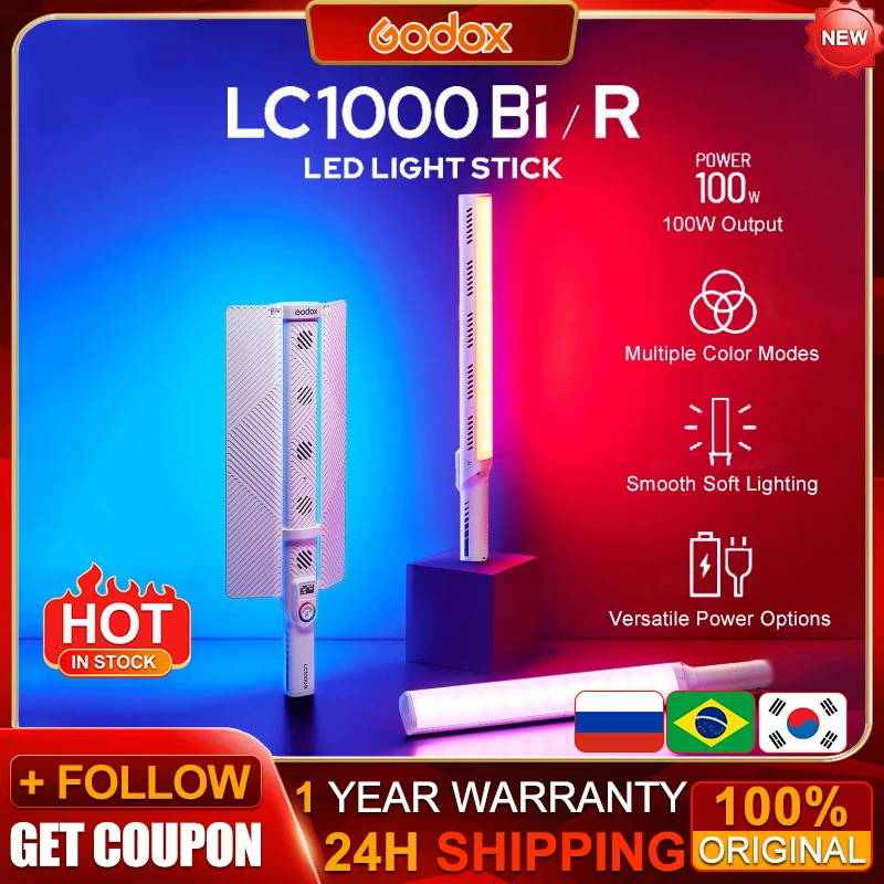 Godox-LC1000Bi-LC1000R-White-Version-2500-8500K-RGB-LED-Light-Stick-for ...