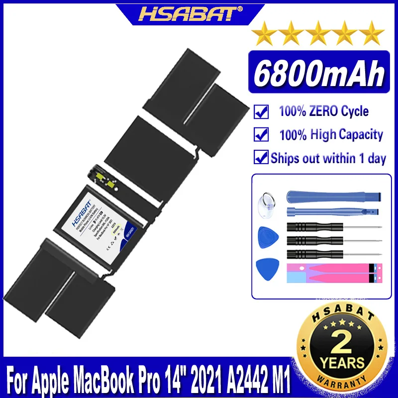 HSABAT A2442 A2519 6800mAh 11.46V Laptop Battery for MacBook Pro 14 ...