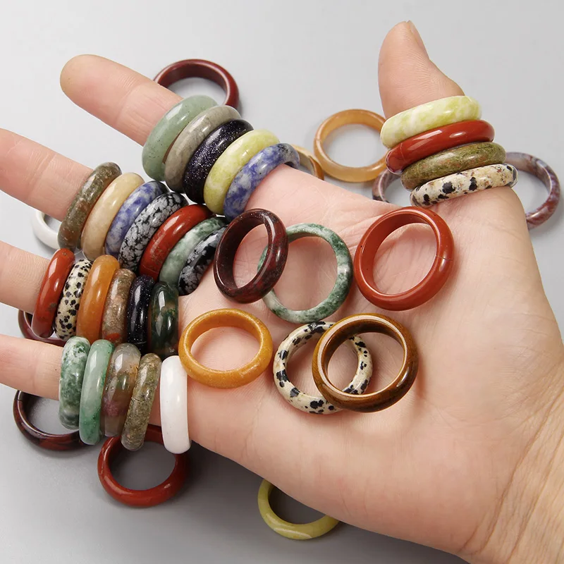 Fashion-Natural-Stone-Rings-5Pcs-Agates-Crystal-Finger-Rings-For-Women ...