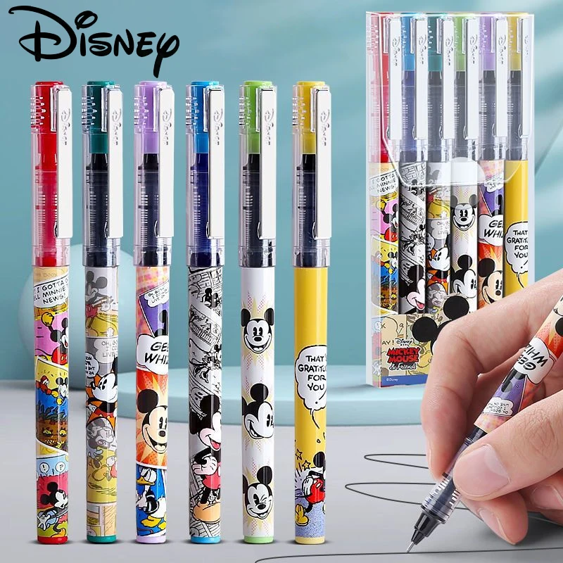 6Pcs-Disney-Mickey-Mouse-Cartoon-Gel-Pen-Set-Black-red-blue-Ink-Colored ...