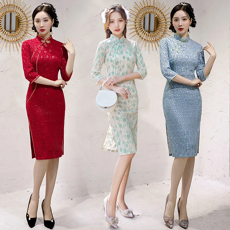 2022-Autumn-Winter-New-Chinese-Style-Composite-Lace-Mid-Length ...