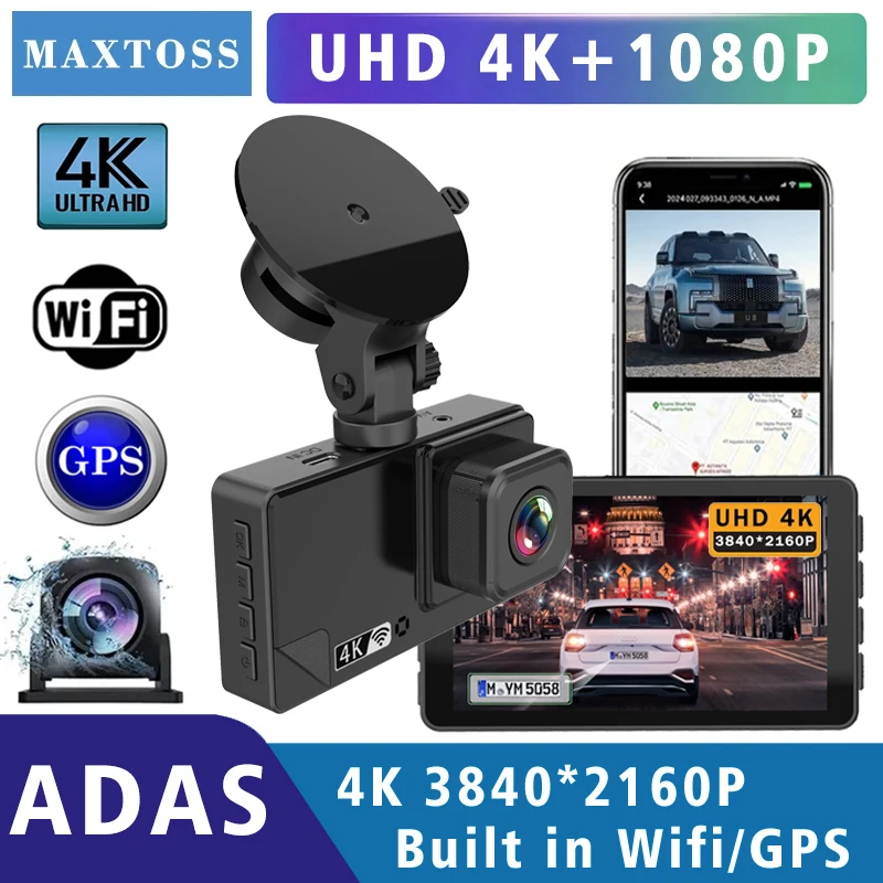 4K-2160P-AI-Driver-Assistance-Dash-Cam-ADAS-WIFI-GPS-Car-DVR-Camera ...