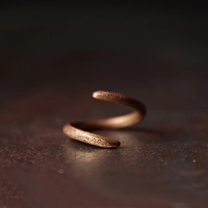 Curving Hand Crafted Texture Solid Copper Ring Rustic Artificial ...