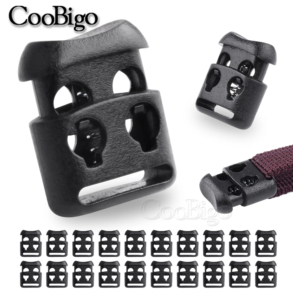 50pcs-Plastic-Stopper-Cord-Lock-End-Spring-Toggle-Clip-Rope-Clamp-for ...