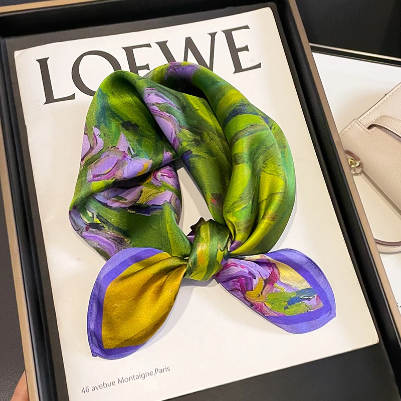 2023 Fashion 100% Real Silk Scarf 53cm Square Bandelet Women's Silk ...
